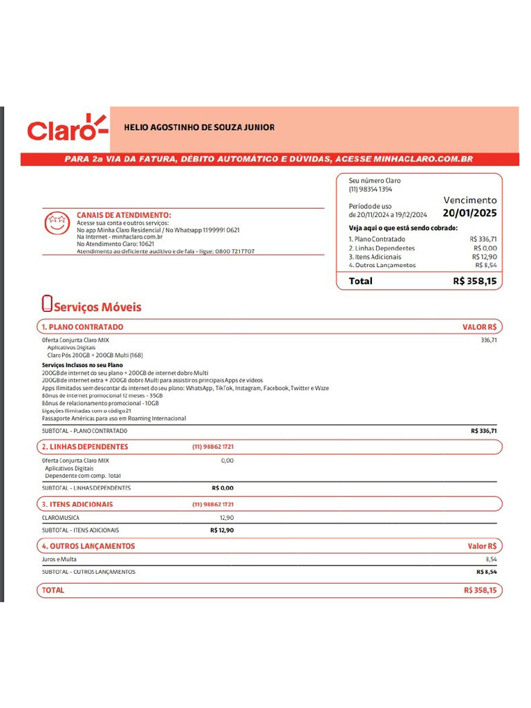 Fatura Claro Helio | PDF