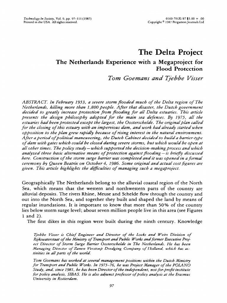 The Delta Project The Netherlands Experience With A Megaproject | PDF ...