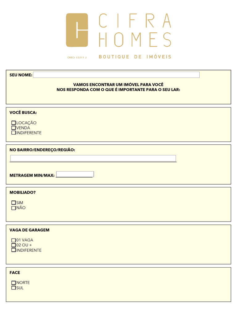 Cifra Homes - Formulário de Compra e Venda de Imóveis | PDF