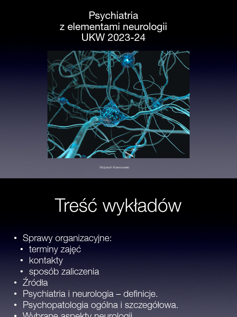 Psychiatria Z Elementami Neurologii Niestacjonarne 2023-24 Cz. 1a - 2 | PDF