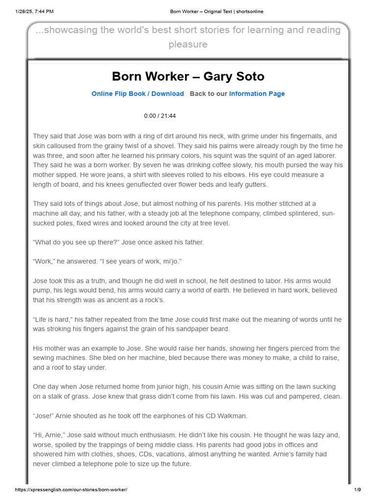 Born Worker - Original Text - Shortsonline | PDF