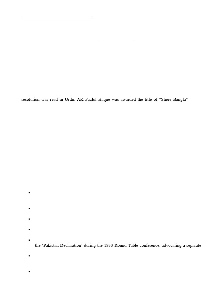 Lahore Resolution 1940 | PDF | All India Muslim League | Pakistan Movement
