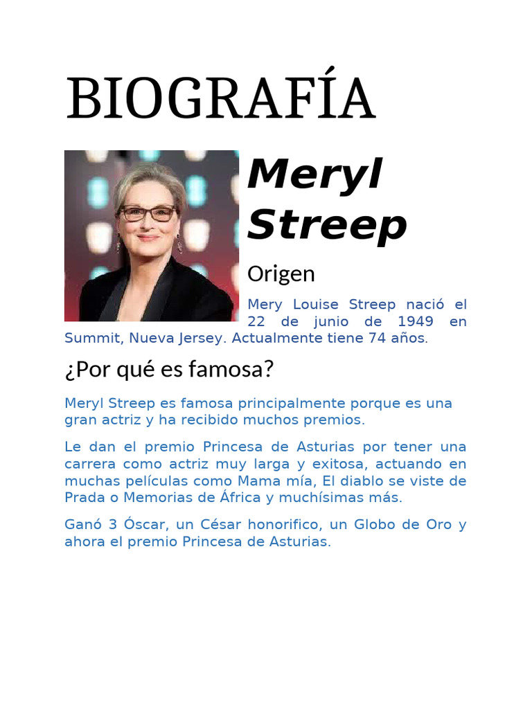 Biografia Meryl Stree | PDF