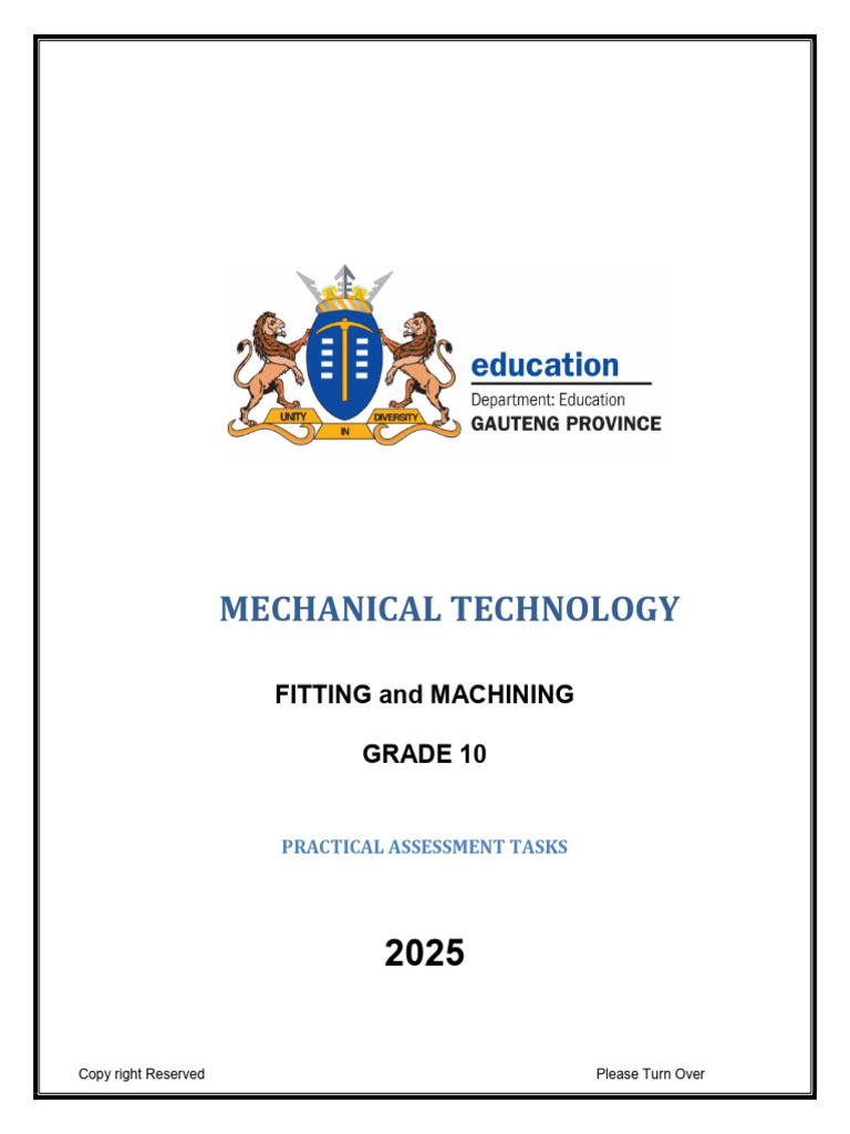 Grade 10 Fitting & Machining PAT 2025 | PDF | Drilling | Screw
