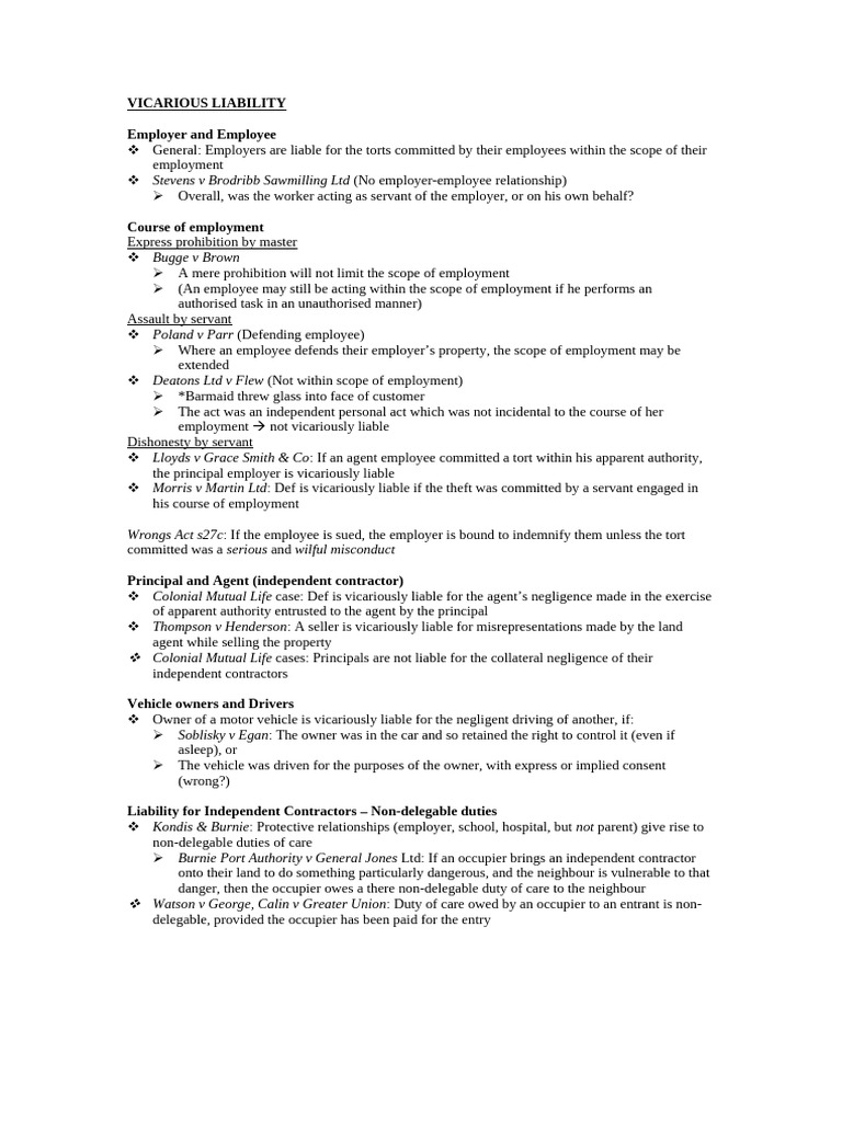 Understanding Vicarious Liability Law | PDF | Legal Liability ...