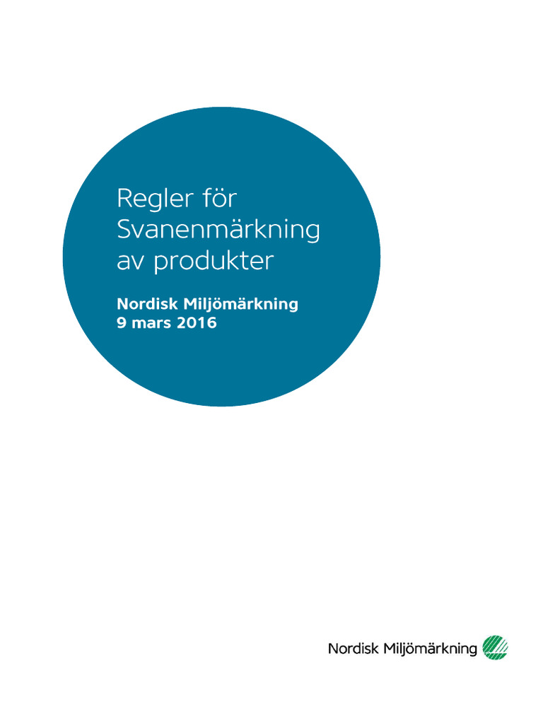 Regler For Svanenmarkning Av Produkter | PDF