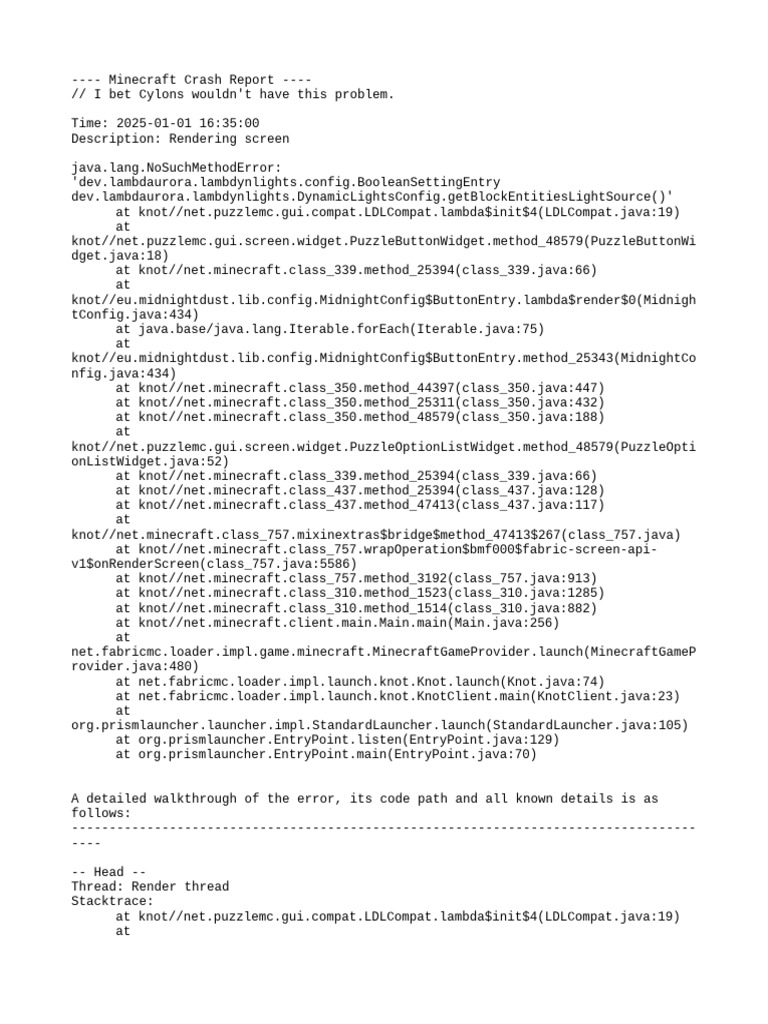Minecraft Rendering Crash Report | PDF | Byte | Computer Architecture