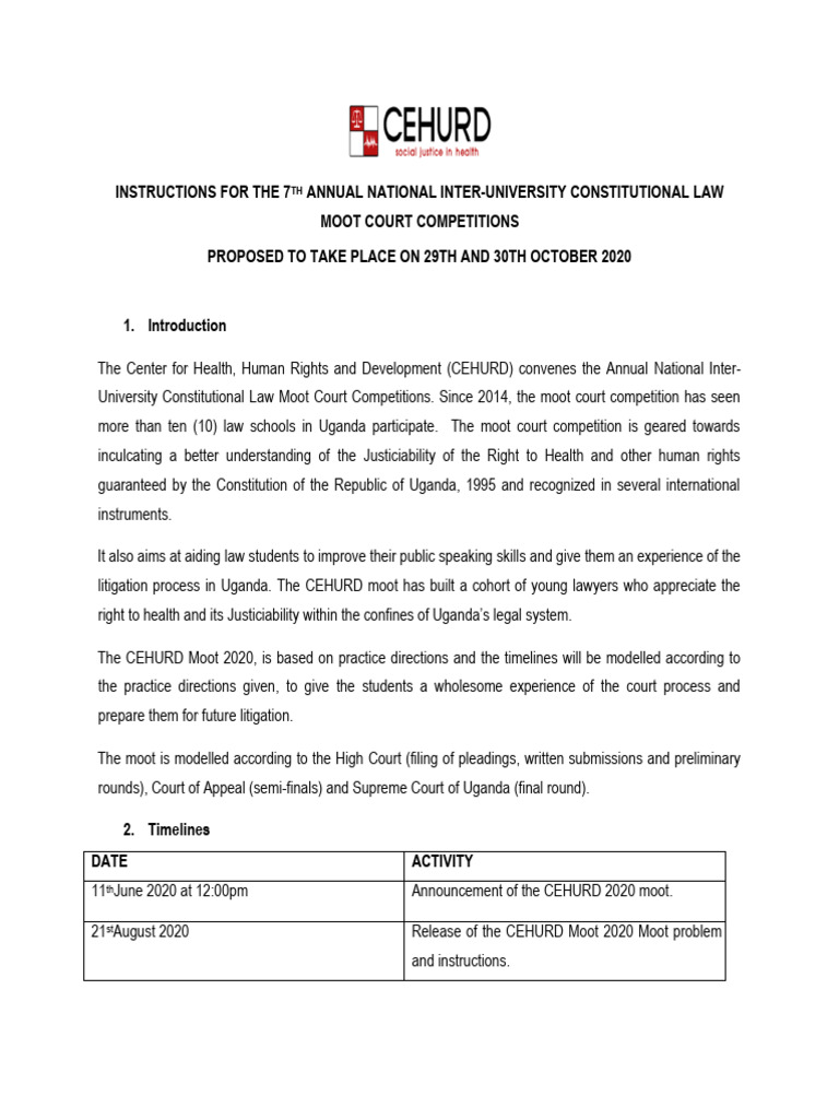 Instructions-for-the-CEHURD-Moot-2020 | PDF | Appeal | Pleading