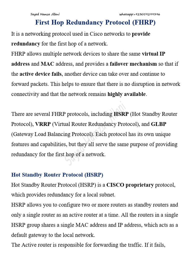 HSRP (FHRP) | PDF | Wide Area Network | Computer Networking