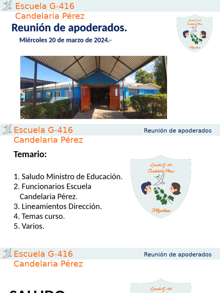 Primera Reunion de Padres y Apoderados Por Curso | PDF | Escuelas ...