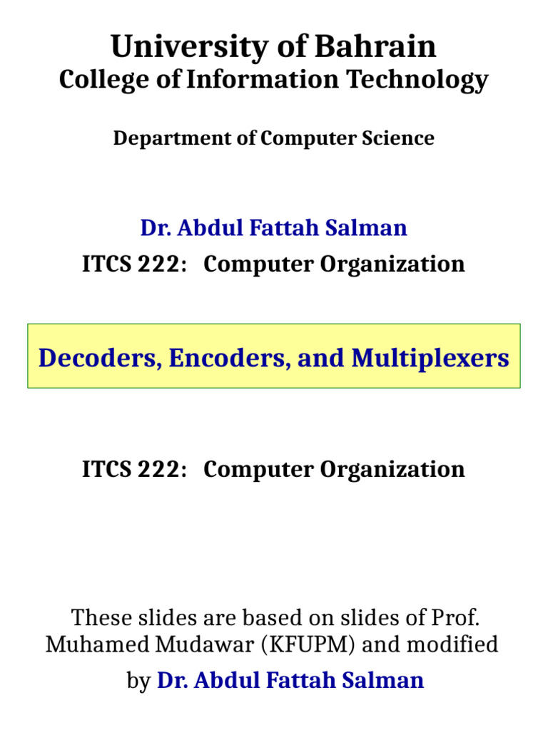 Decoders, Encoders, Multiplexers Guide | PDF | Logic Gate | Computing