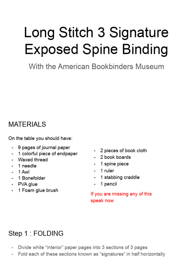 Long Stitch Binding Tutorial | PDF | Bookbinding | Books