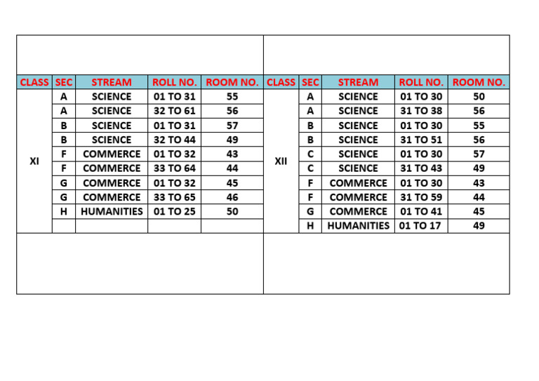 Weekly Test Seating Plan - Delhi Public School | PDF