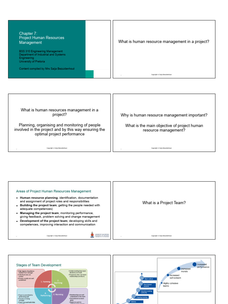 Chapter 7 - Project Human Resources Management | PDF | Leadership | Goal