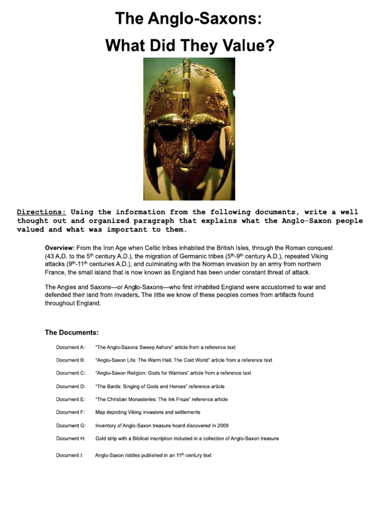 Anglo-Saxon Values Document Analysis | PDF