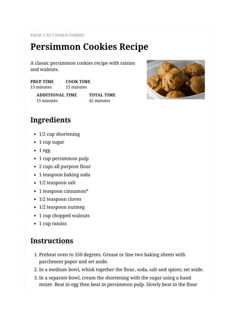Persimmon Cookies Recipe - Pinch My Salt | PDF