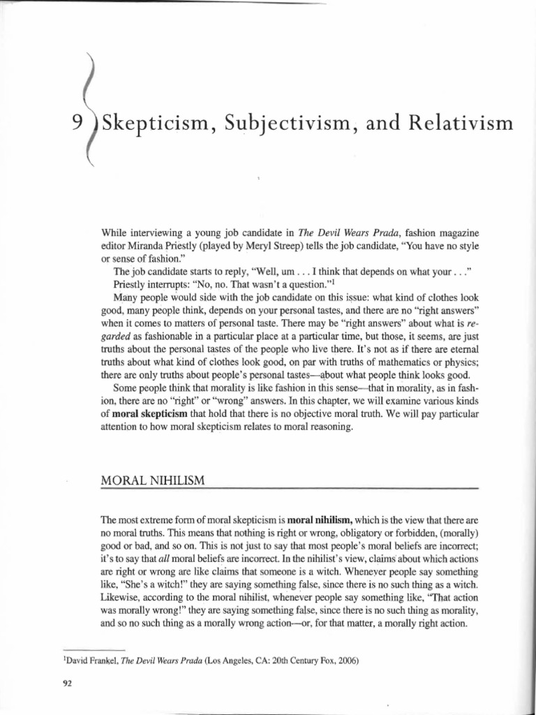 Moral Skepticism: Nihilism vs. Subjectivism | PDF | Relativism | Analects