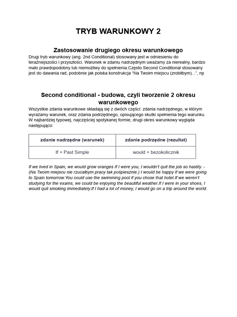 TRYB WARUNKOWY 2 | PDF