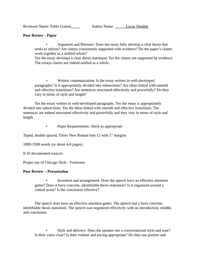 Informative Peer Review Form | PDF