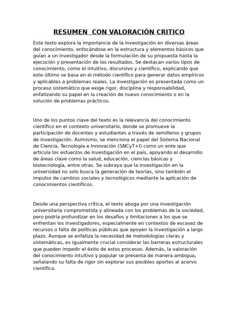 Resumen Critico | PDF