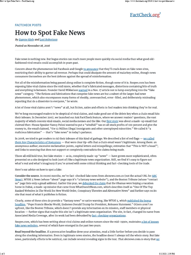 08 - Kiley and Robertson - How To Spot Fake News | PDF