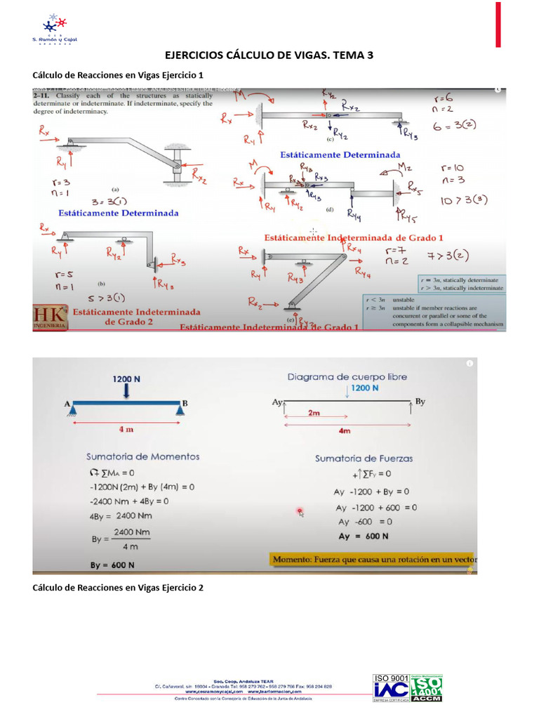 Cálculo de Reacciones en Vigas | PDF | Viga (Estructura) | Braguero