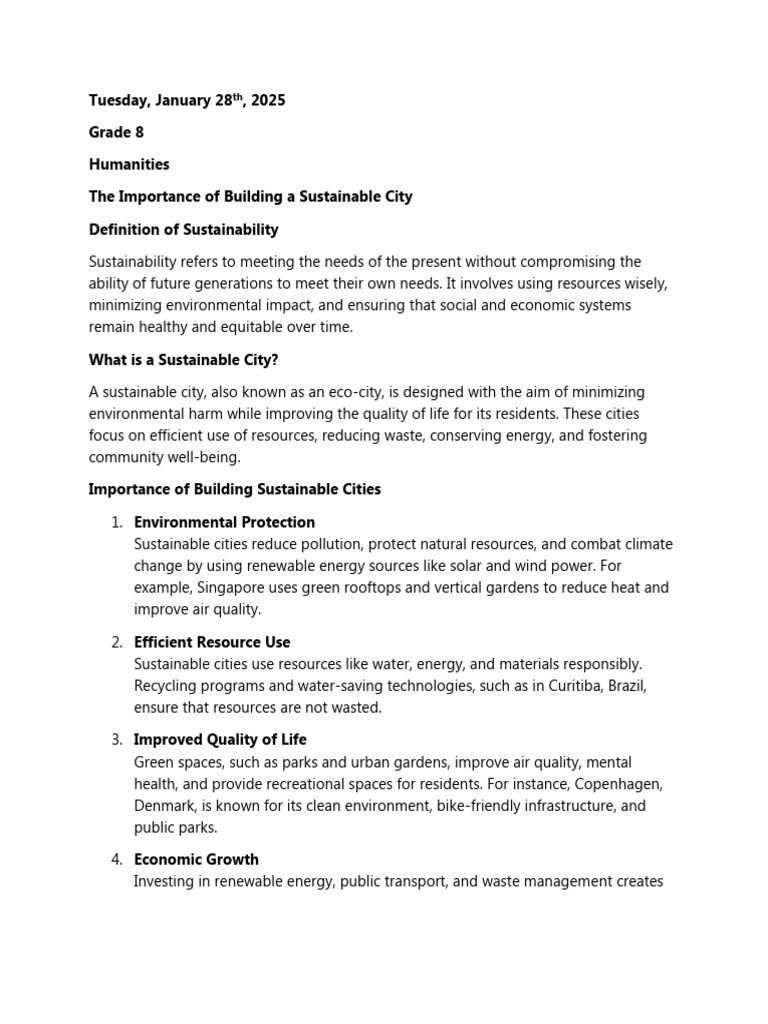 Grade 8 H Wk 3 Note | PDF | Sustainable City | Sustainability