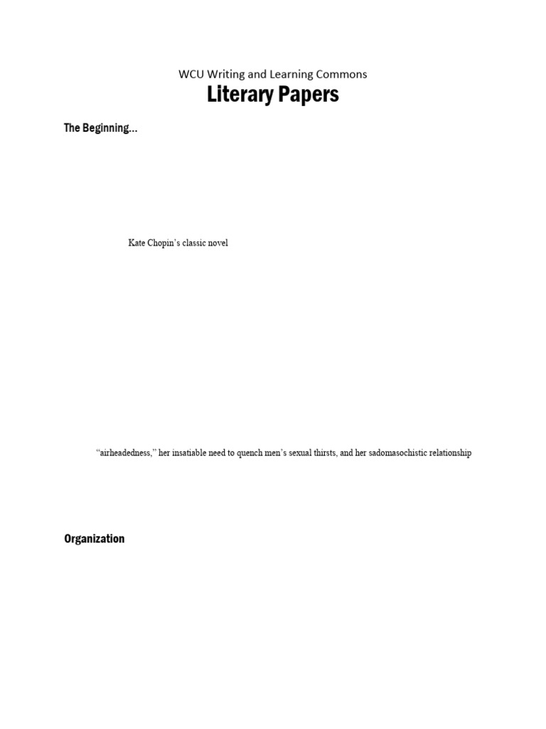 Literary_Papers | PDF | The Awakening (Chopin Novel)