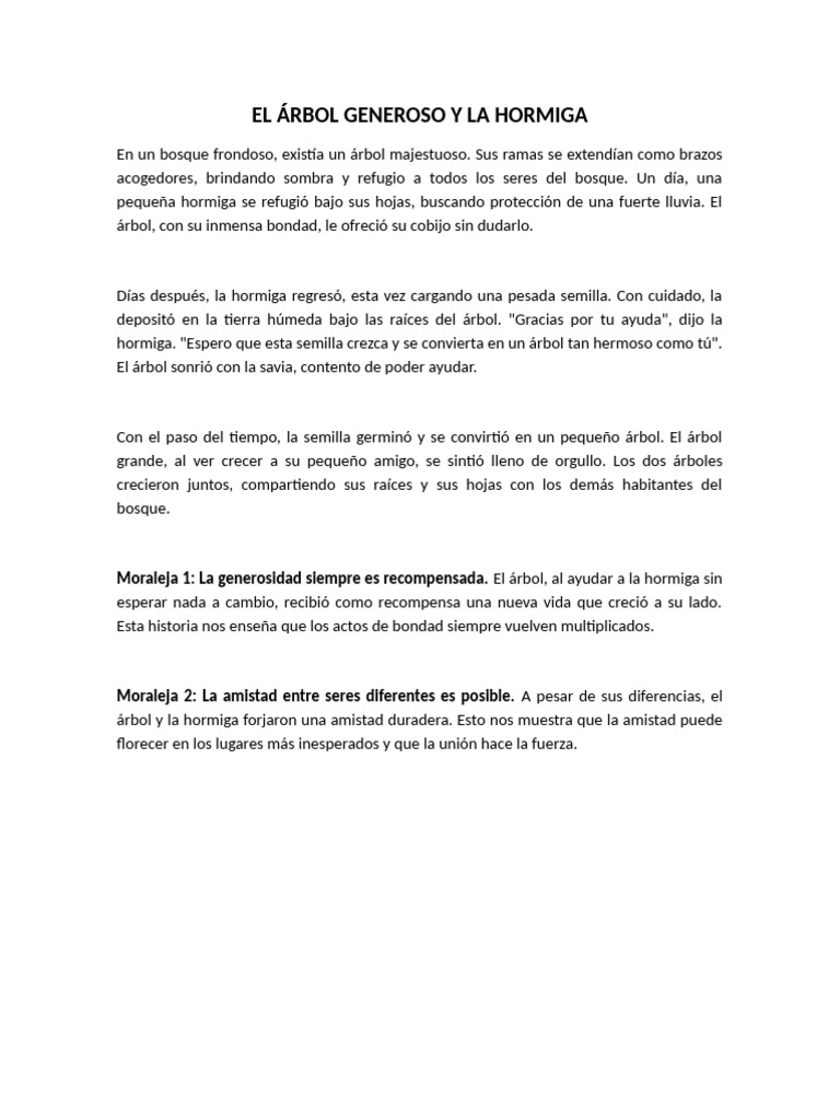 El Árbol Generoso y La Hormiga | PDF