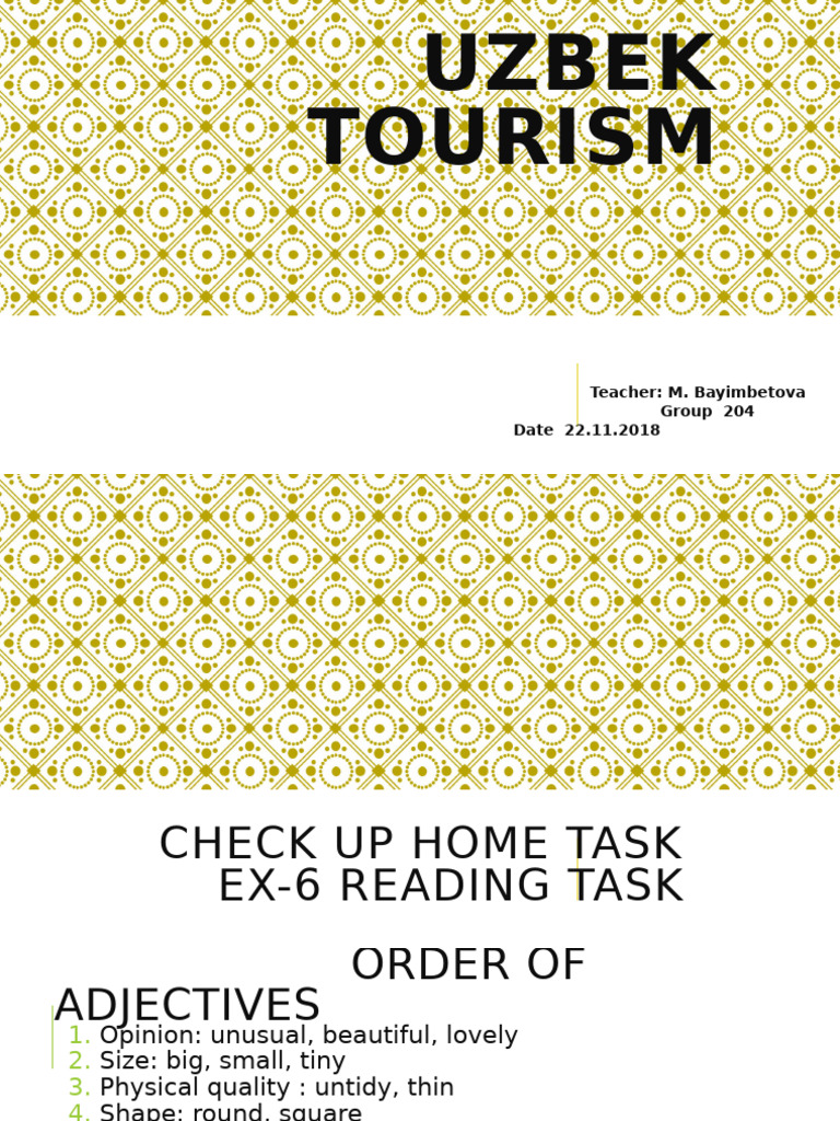 Uzbek Tourism | PDF | Tourism | Uzbekistan