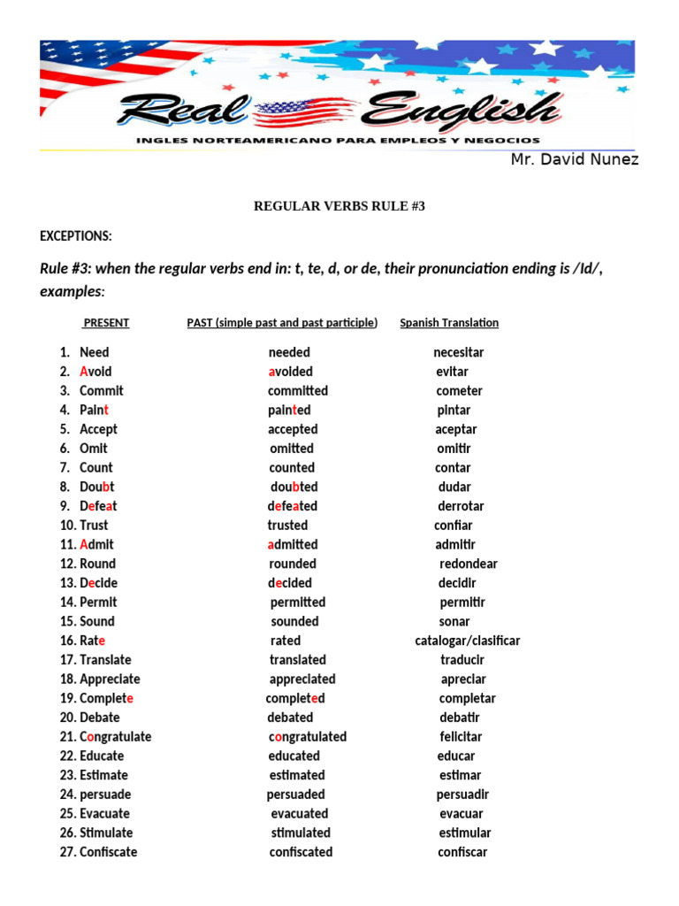 Regular Verbs Rule #3 | PDF | Languages | Foreign Language Studies