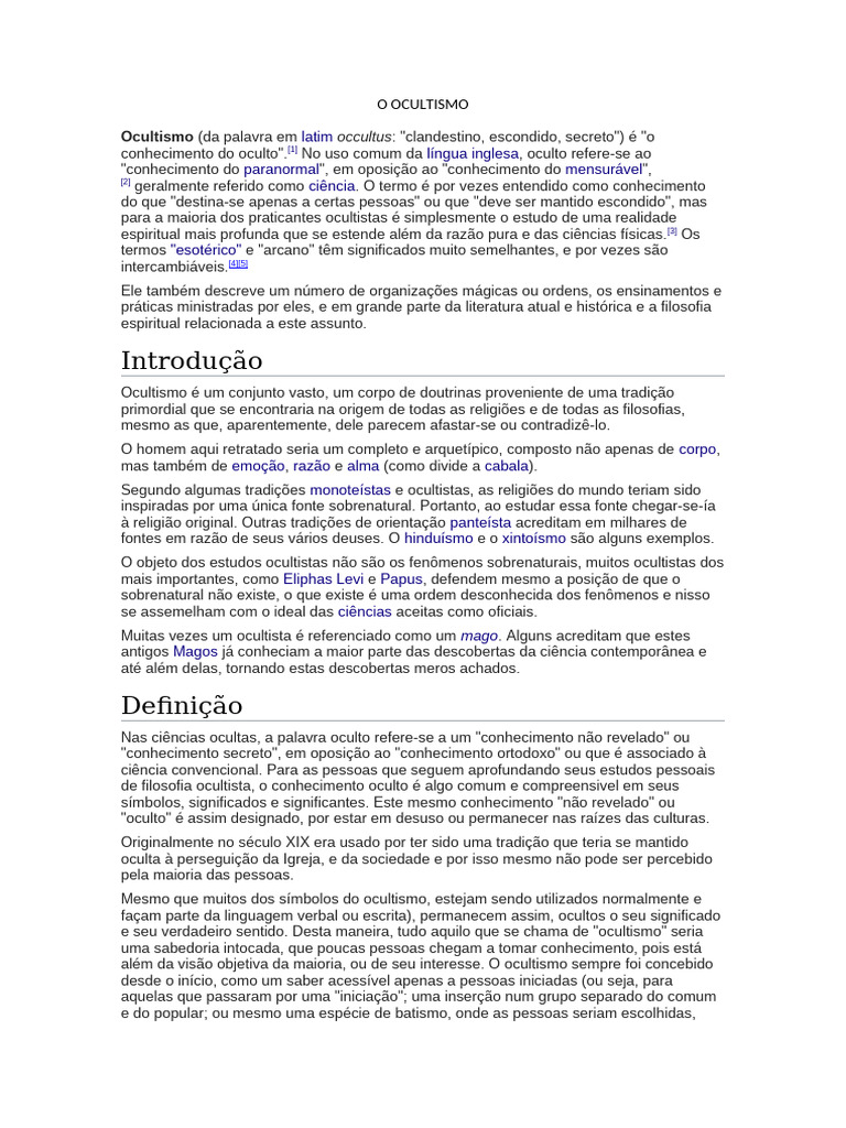 Introdução ao Ocultismo e suas Práticas | PDF | Oculto | Crença e ...