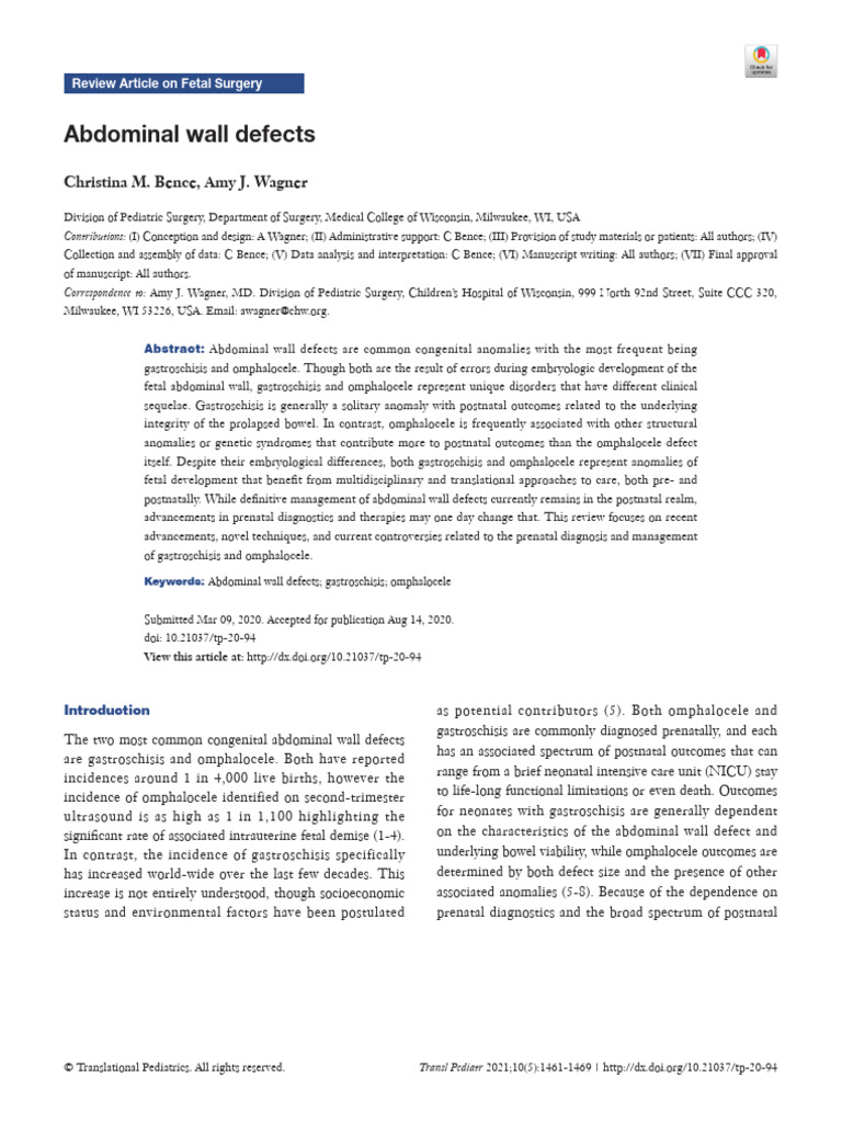Abdominal Wall Defects 2021 | PDF | Prenatal Development | Fetus