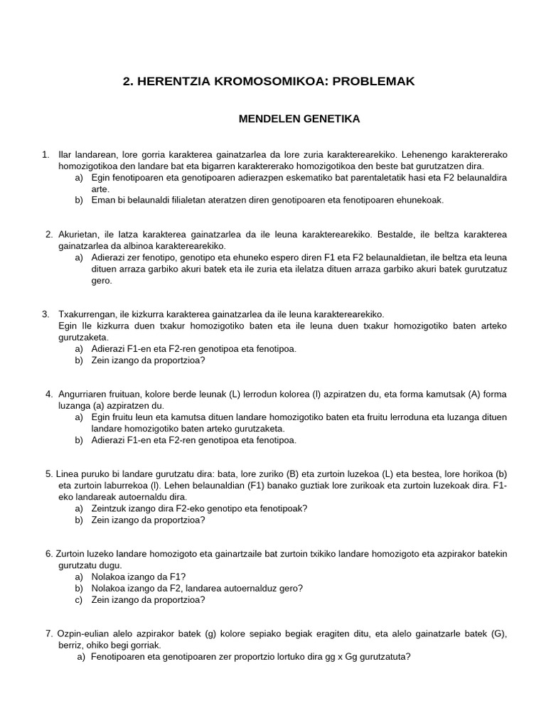 2ud. Problemak - Herentzia Kromosomikoa | PDF