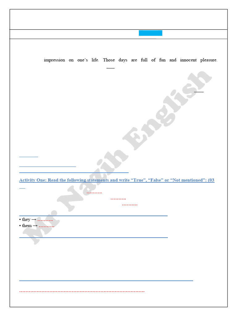 Childhood Memories Essay for BEM 2023 | PDF
