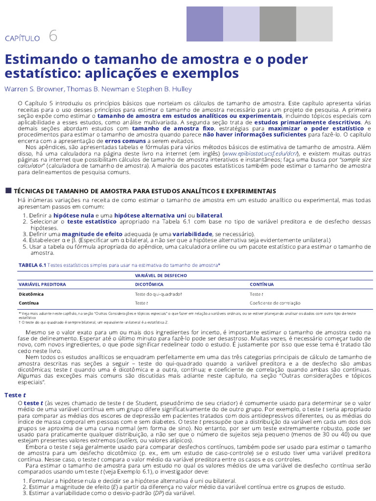 Herley capitulo 6 O tamanho da amostra | PDF