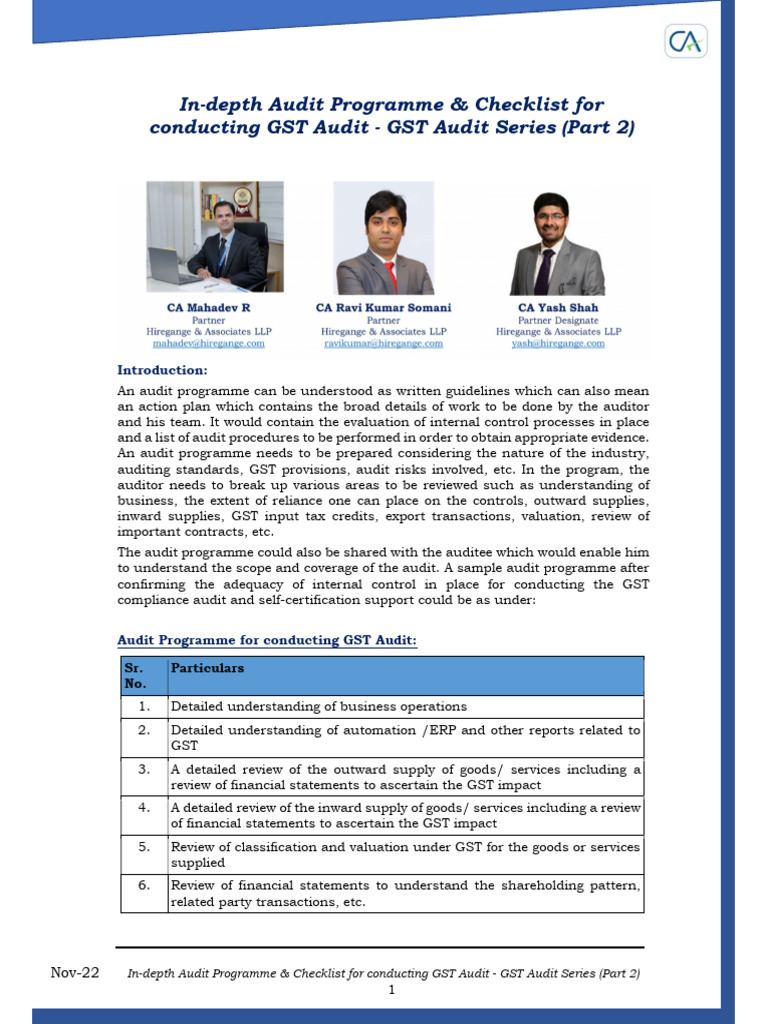 GST Audit Checklist | PDF | Value Added Tax | Audit