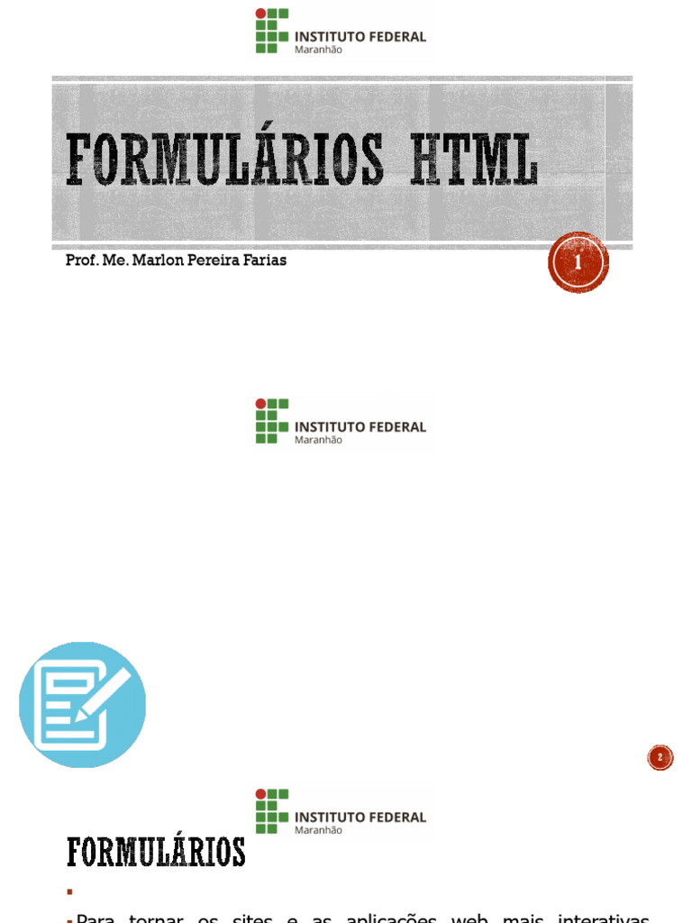 Aula 04 - Formulários HTML | PDF | Rede mundial de computadores | Internet e Web