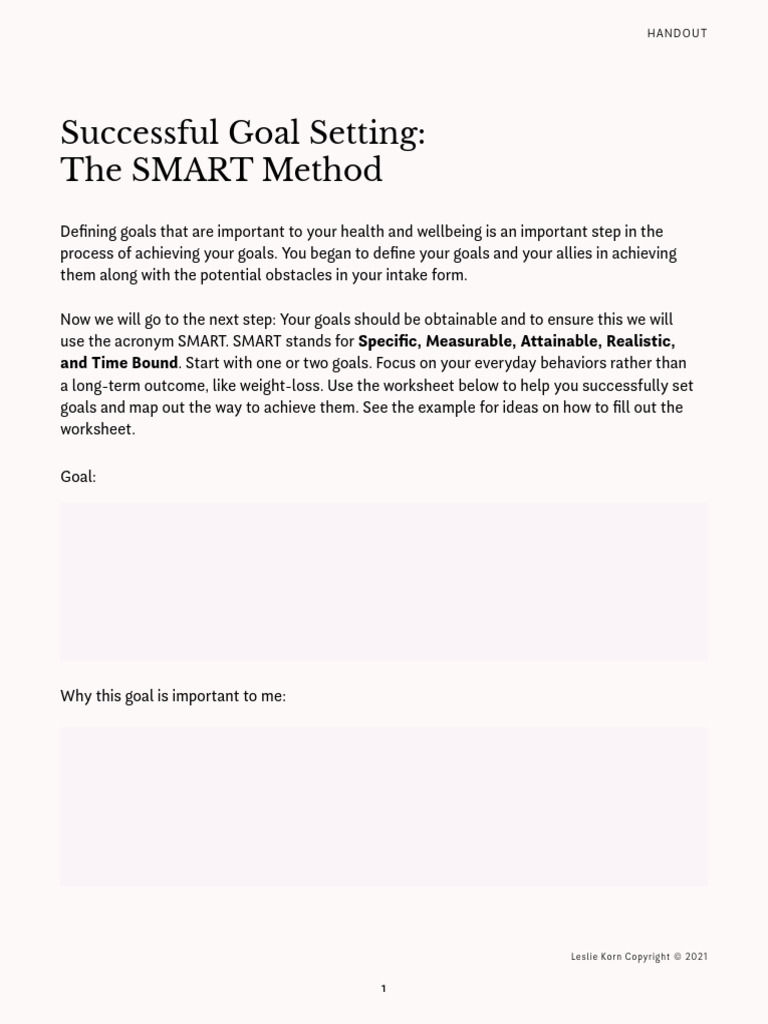 Successful Goal Setting Smart Method | PDF