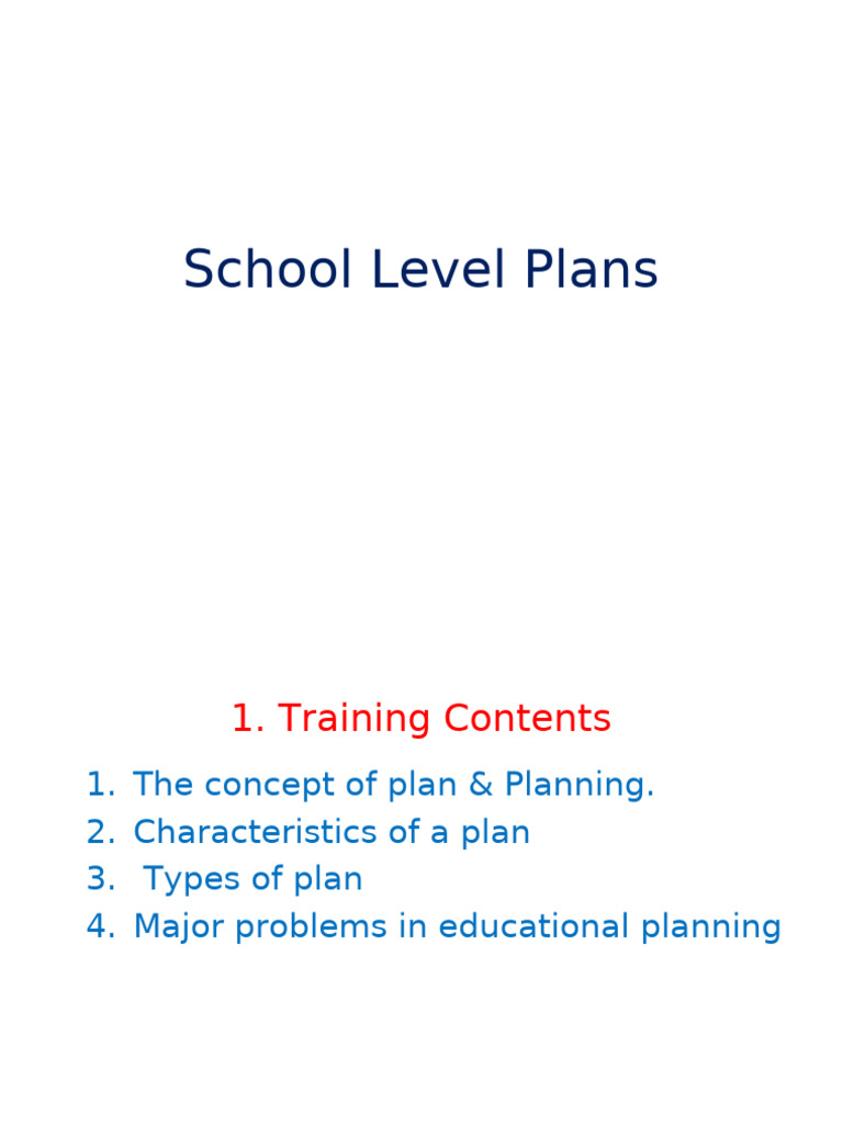 Understanding School Level Planning | PDF | Planning | Goal