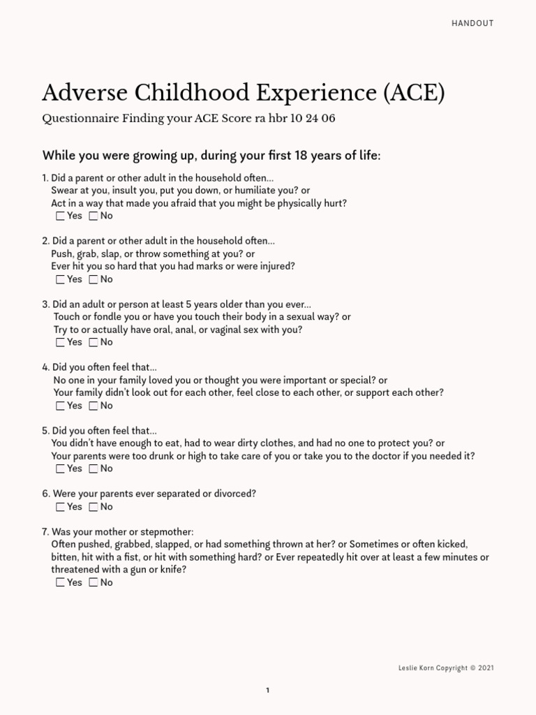 Adverse Childhood Experience Ace | PDF