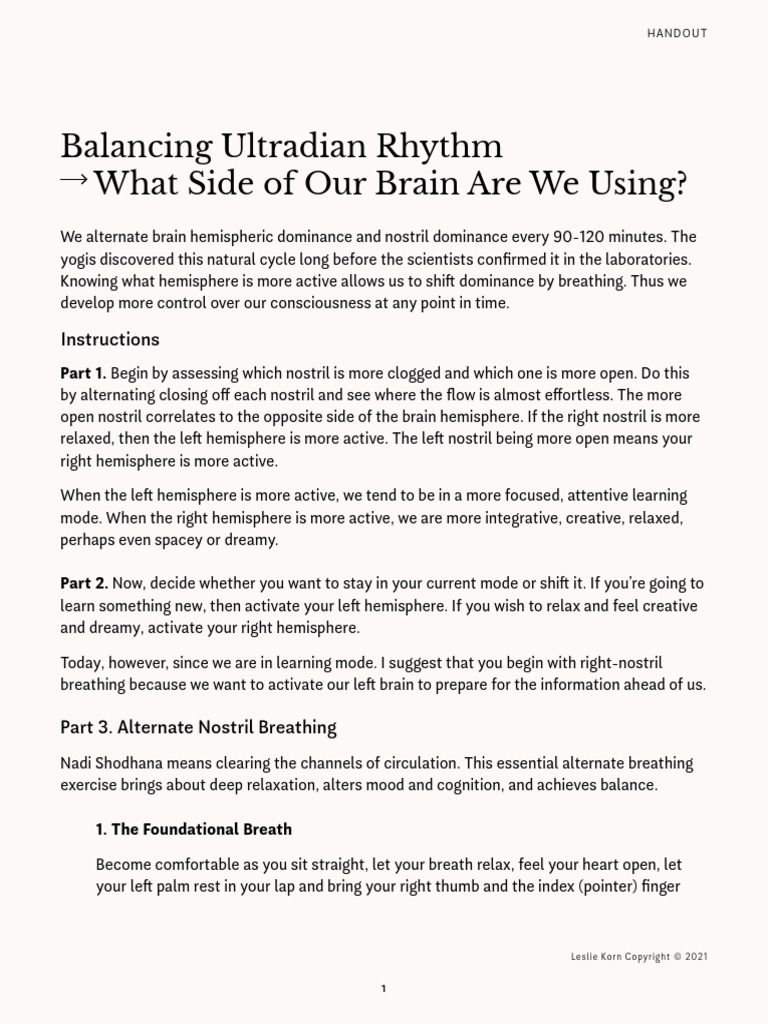 Balancing Ultradian Rhythm | PDF | Breathing | Neuroscience