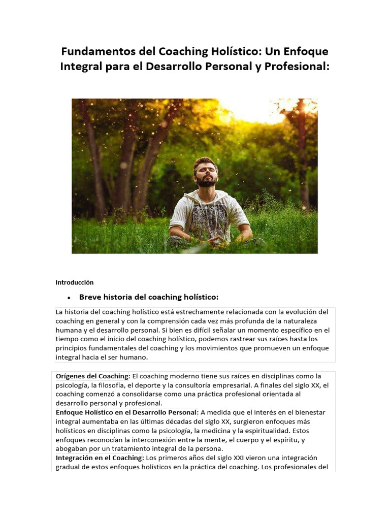 Fundamentos Del Coaching Holístico - Finalizado | PDF | Holismo | Las emociones