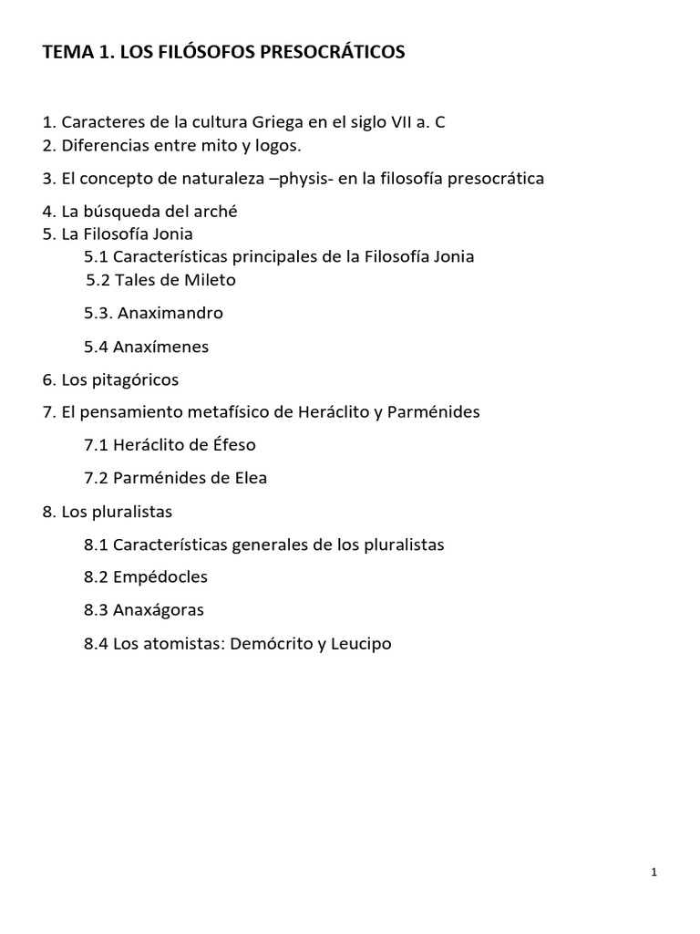 Filosofía Presocrática: Orígenes y Arché | PDF | Metafísica