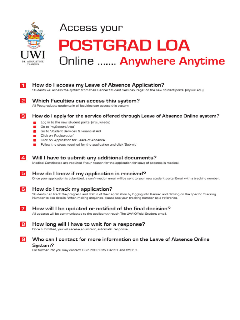 UWI Postgrad Leave Application Guide | PDF