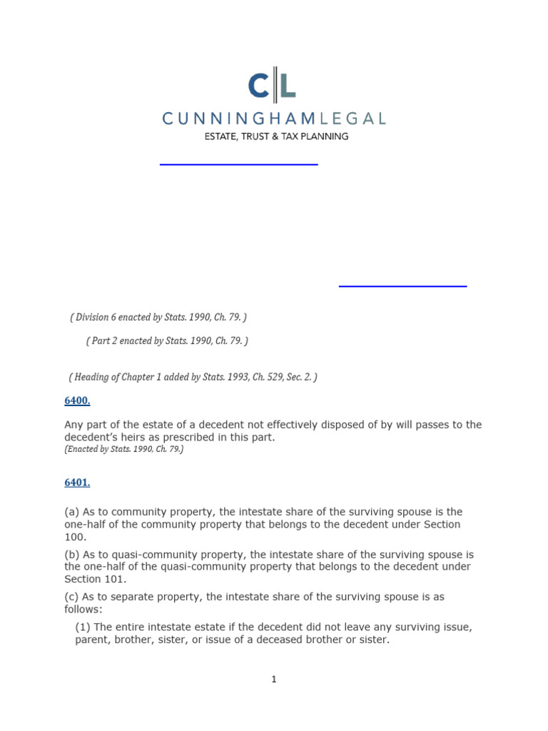 California Intestate Succession Guide | PDF | Intestacy | Inheritance