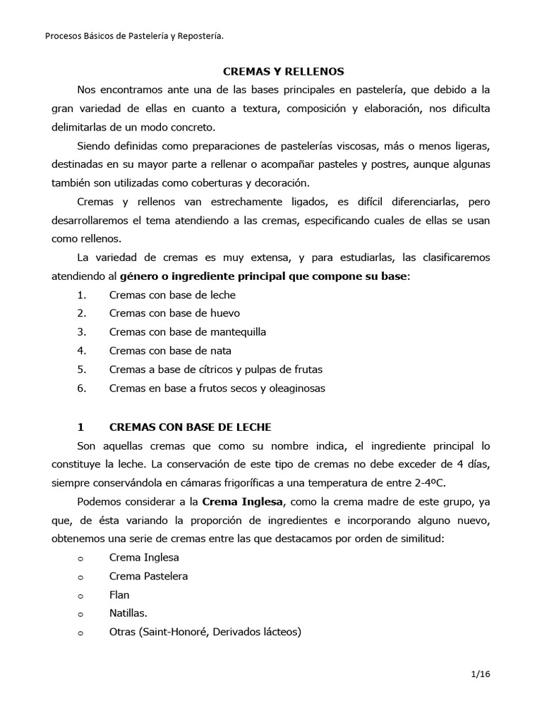Cremas y Rellenos | PDF | Confitería | Crema