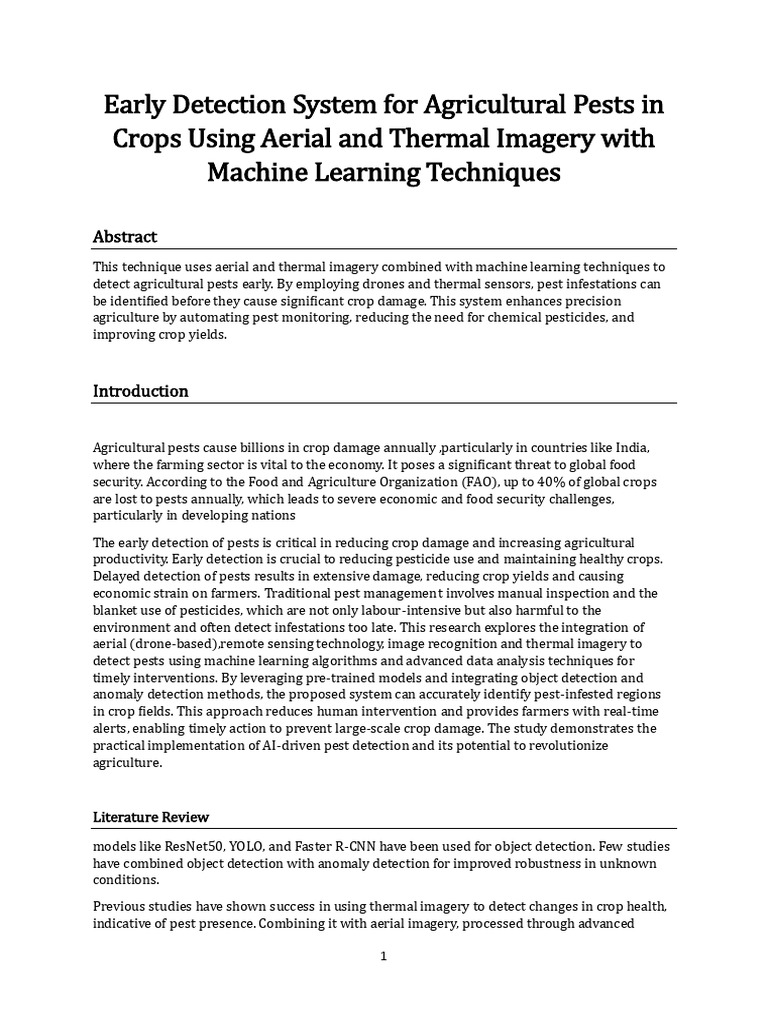 Early Detection System For Agricultural Pests in Crops Using Aerial and ...