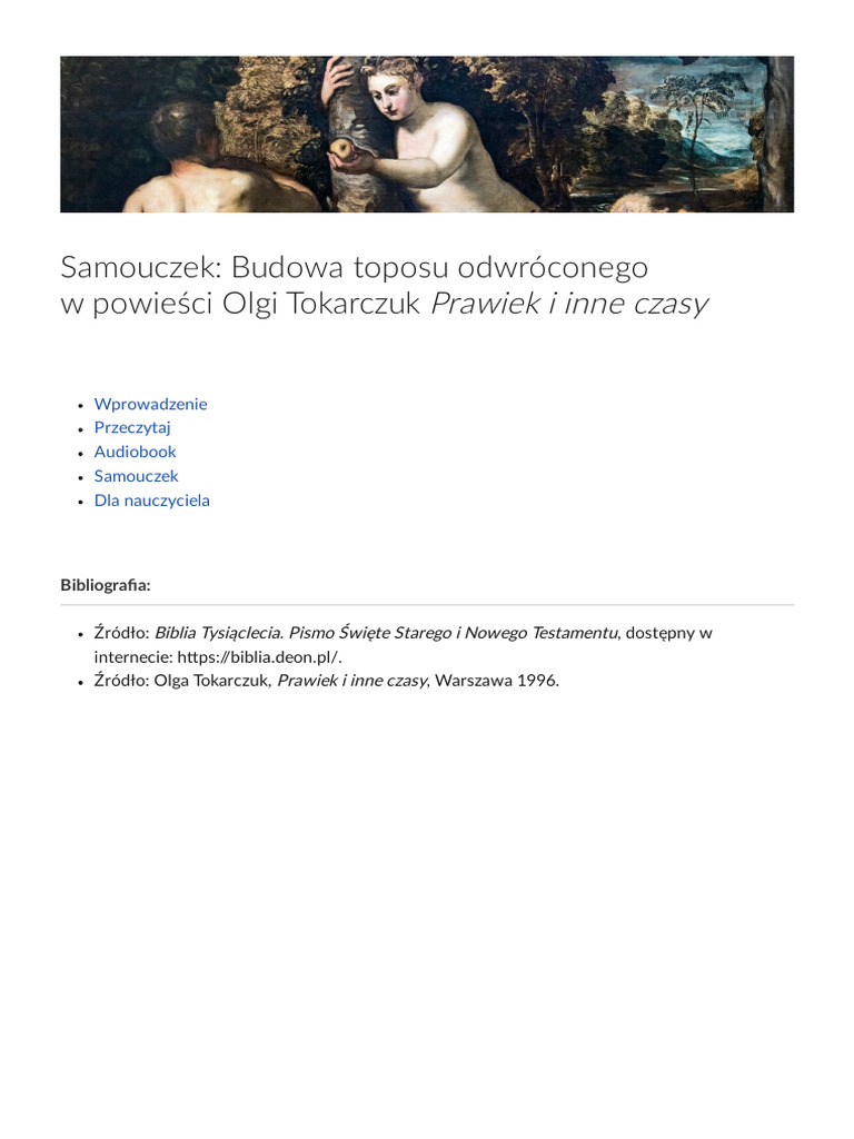 Samouczek Budowa Toposu Odwroconego W Powiesci Olgi Tokarczuk Prawiek I Inn | PDF