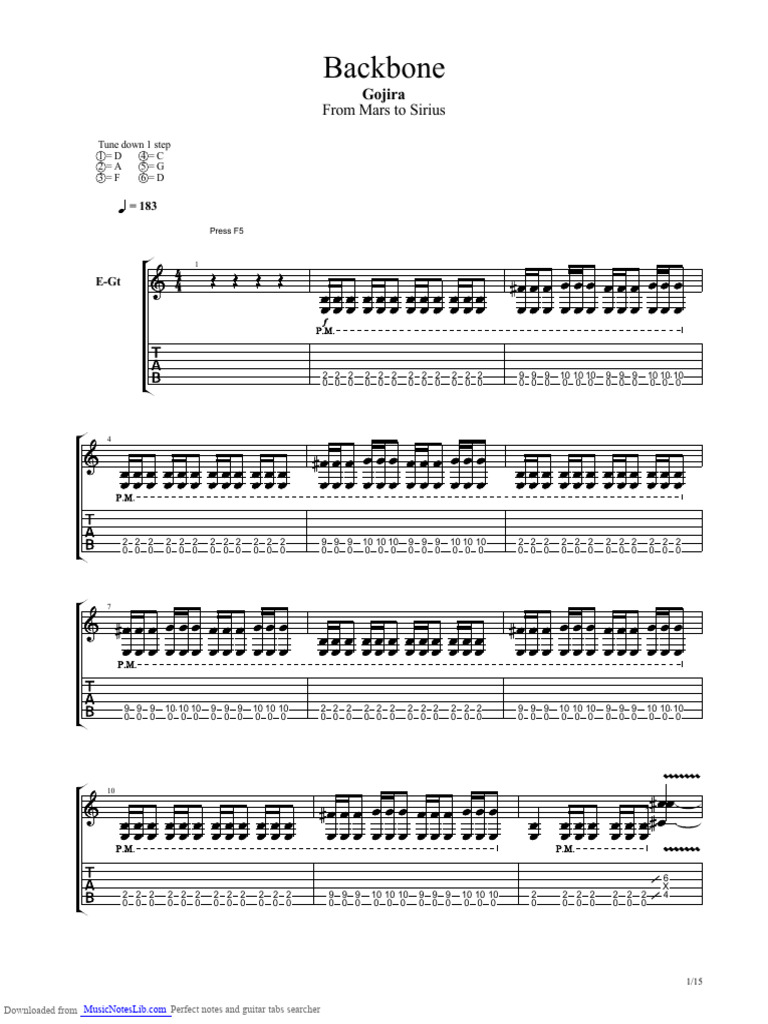 Gojira - Backbone | PDF | Guitar Family Instruments | Guitars